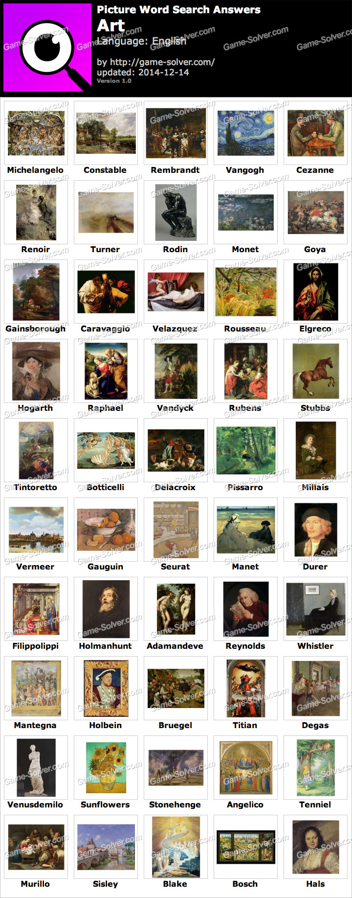 Picture Word Search Art Answers • Game Solver