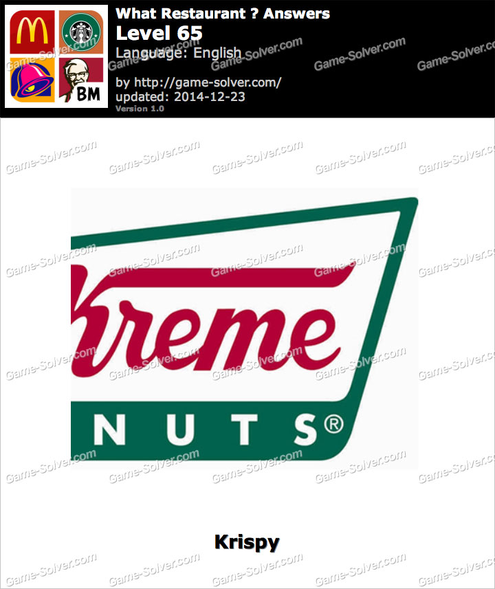 What Restaurant Level 65 • Game Solver