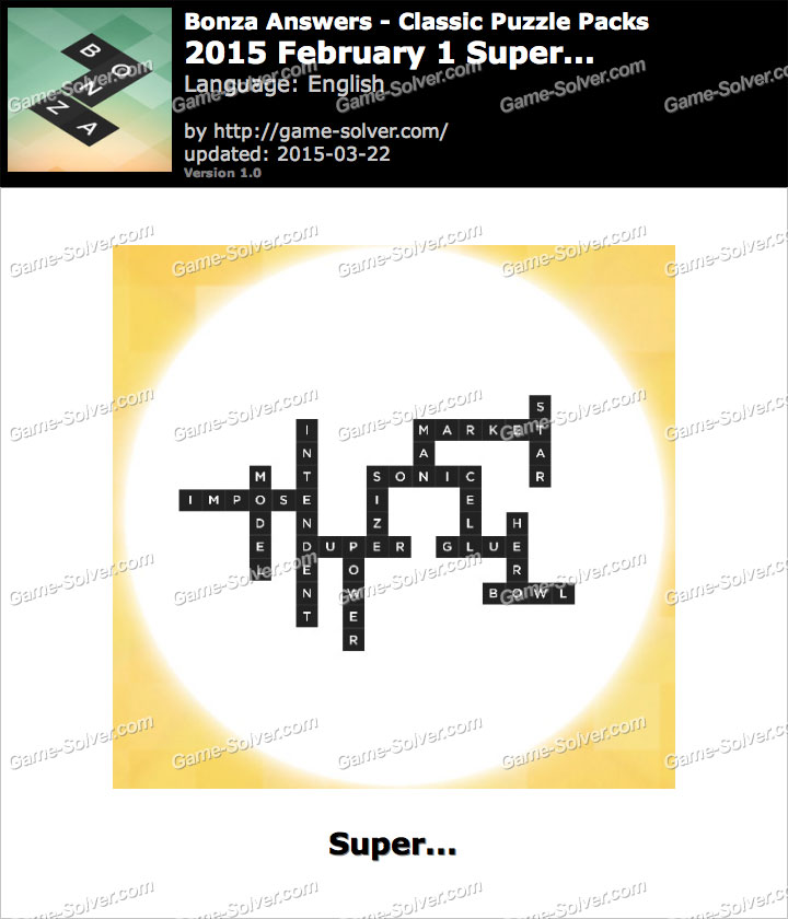 Bonza 2015 February Answers Game Solver