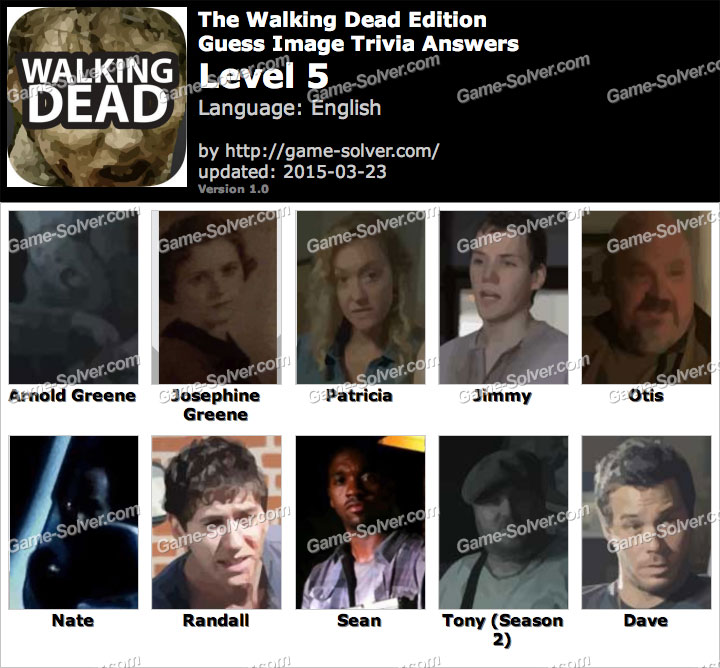 Walking Dead Edition Guess Image Trivia Level 5 • Game Solver