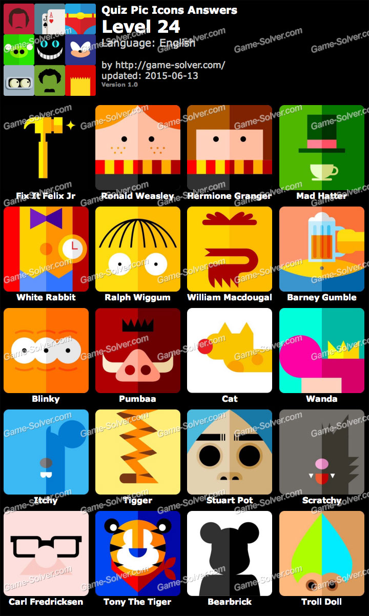 Quiz Pic Icons Level 24 • Game Solver