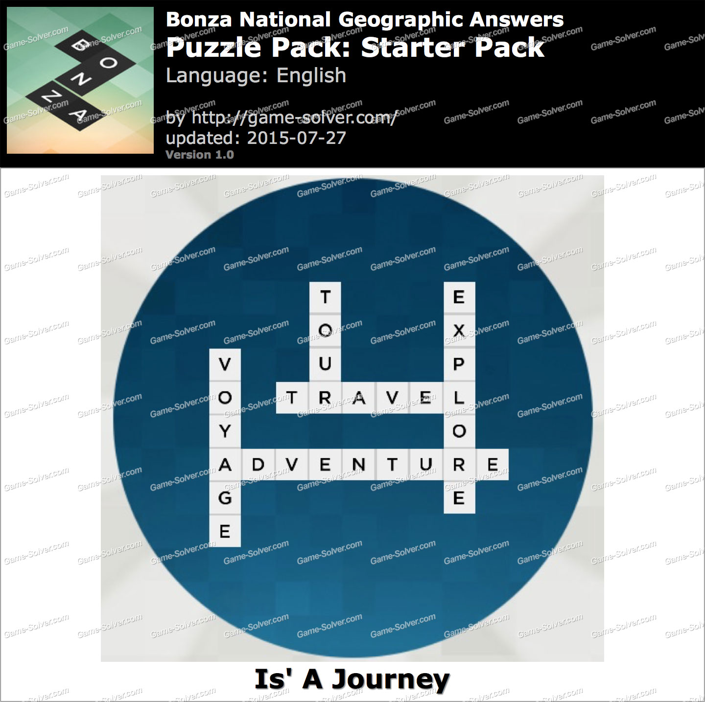 Bonza National Geographic Puzzle Pack Starter Pack 7 • Game Solver