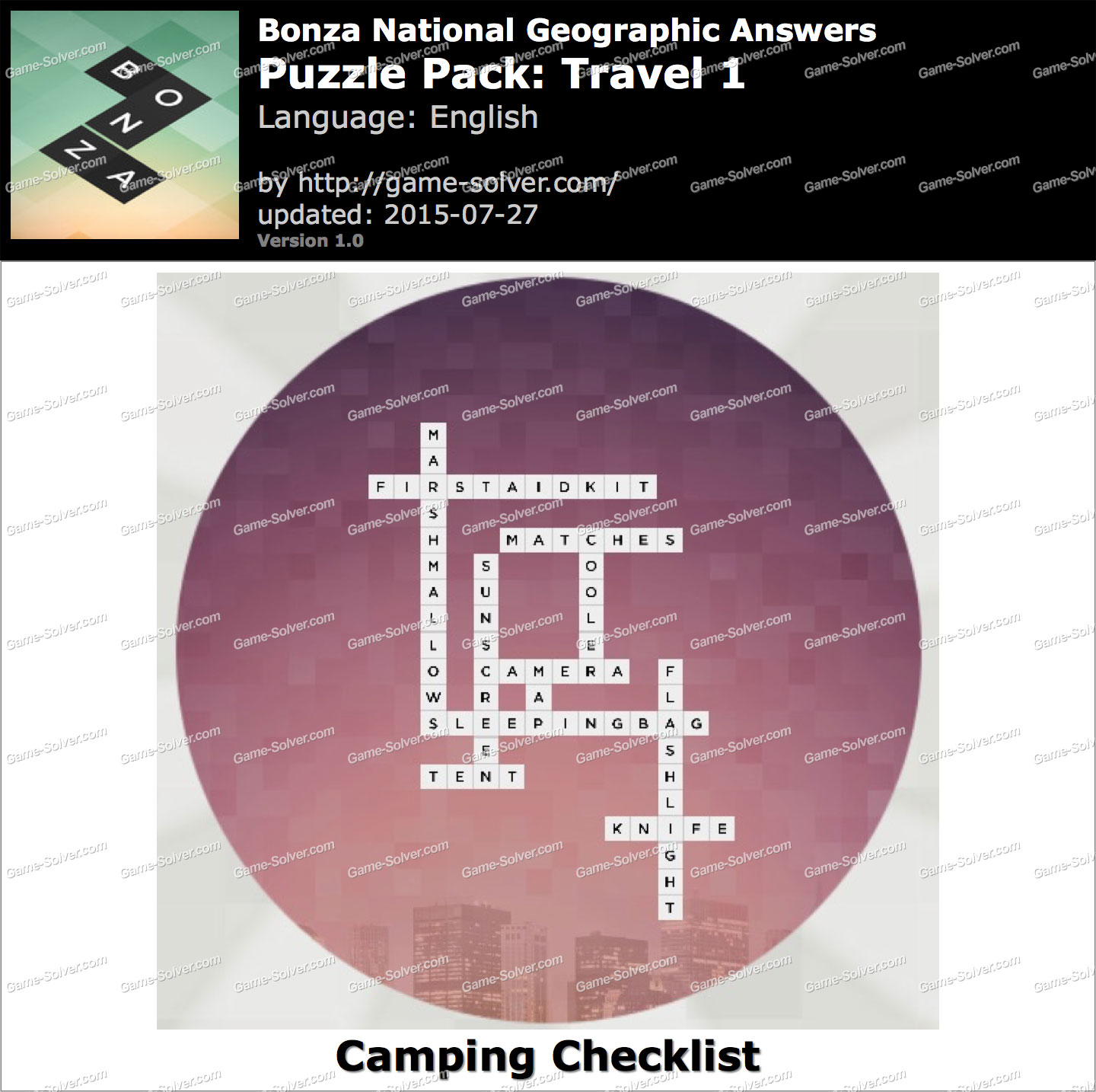 Bonza National Geographic Puzzle Pack Travel 1 28 • Game Solver