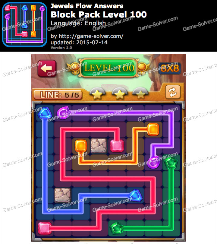 Jewels Flow Block Pack Level 100 • Game Solver