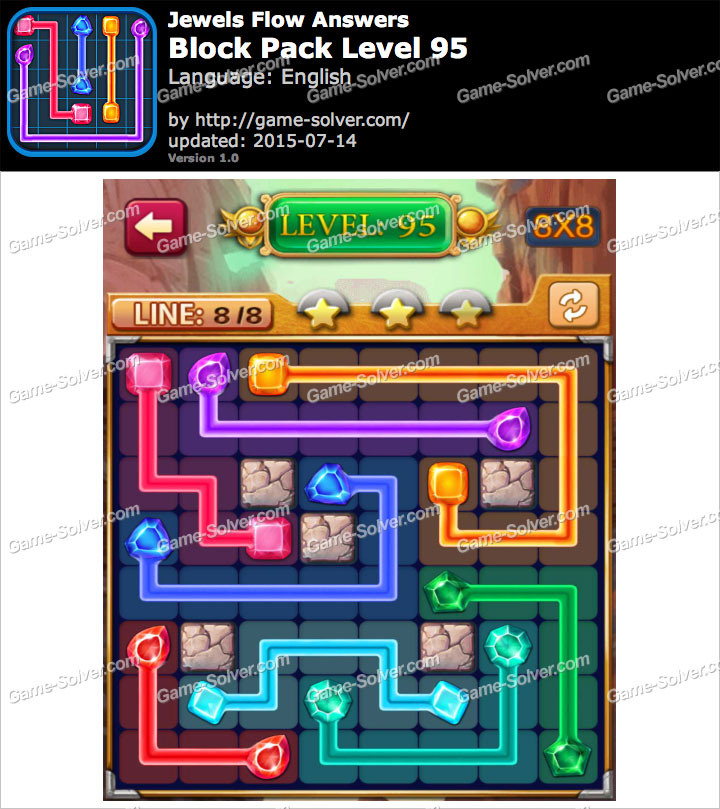 Jewels Flow Block Pack Level 95 • Game Solver