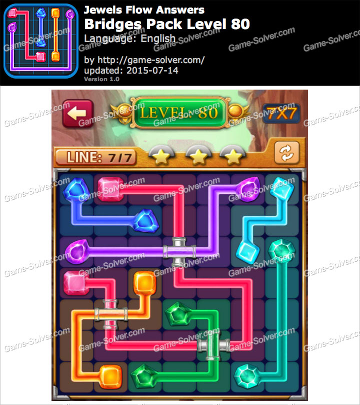 Jewels Flow Bridges Pack Level 80 • Game Solver