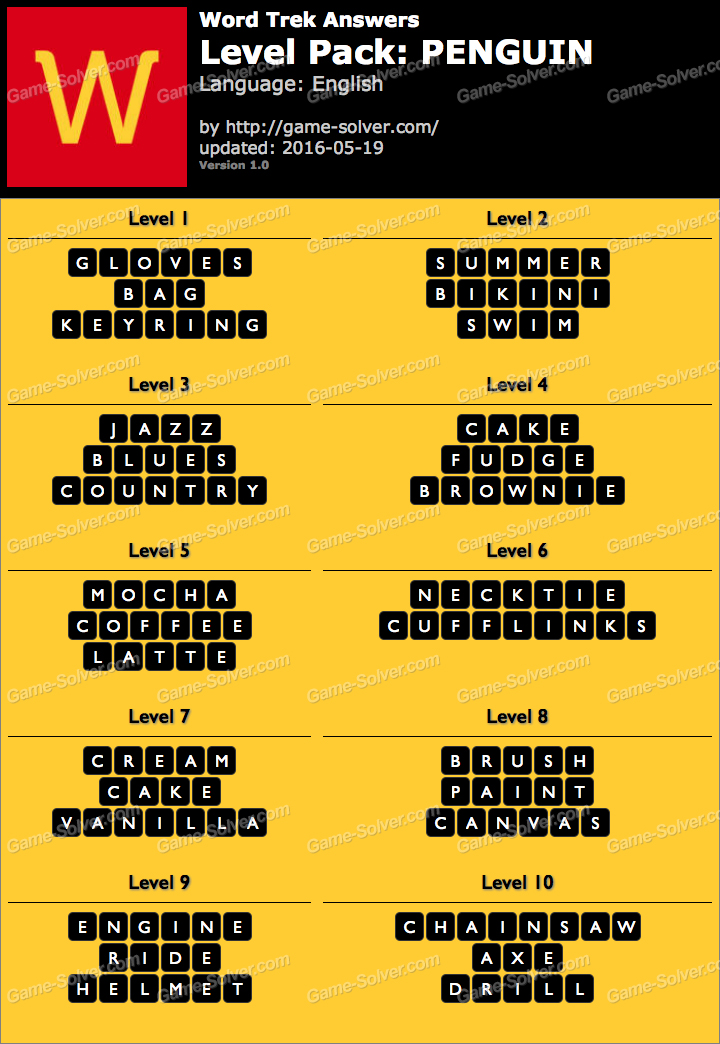 Word Trek Level Pack 23 PENGUIN Answers • Game Solver Word Trek Level Pack 23 PENGUIN Answers • Game Solver