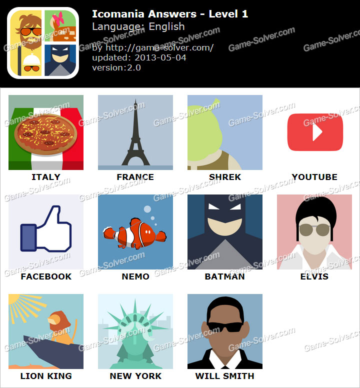 Icomania Answers Level 1 • Game Solver