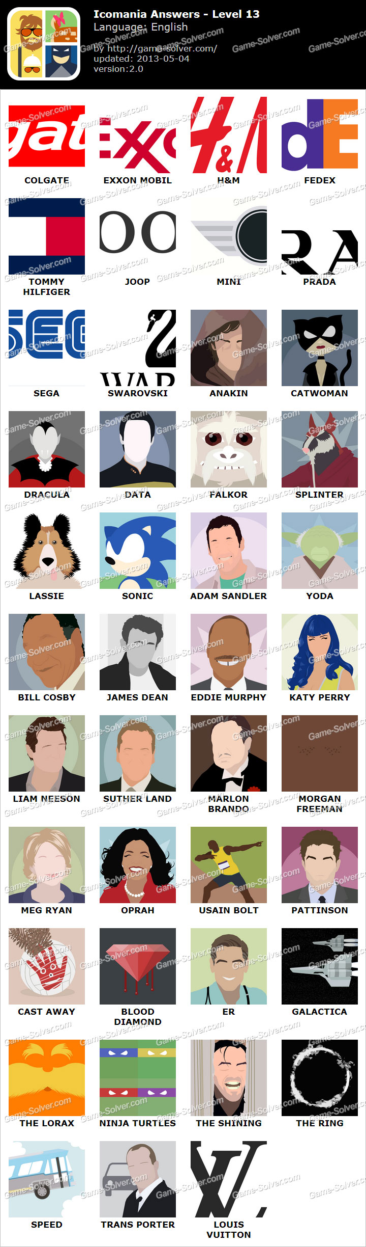 Icomania Answers Level 13 • Game Solver