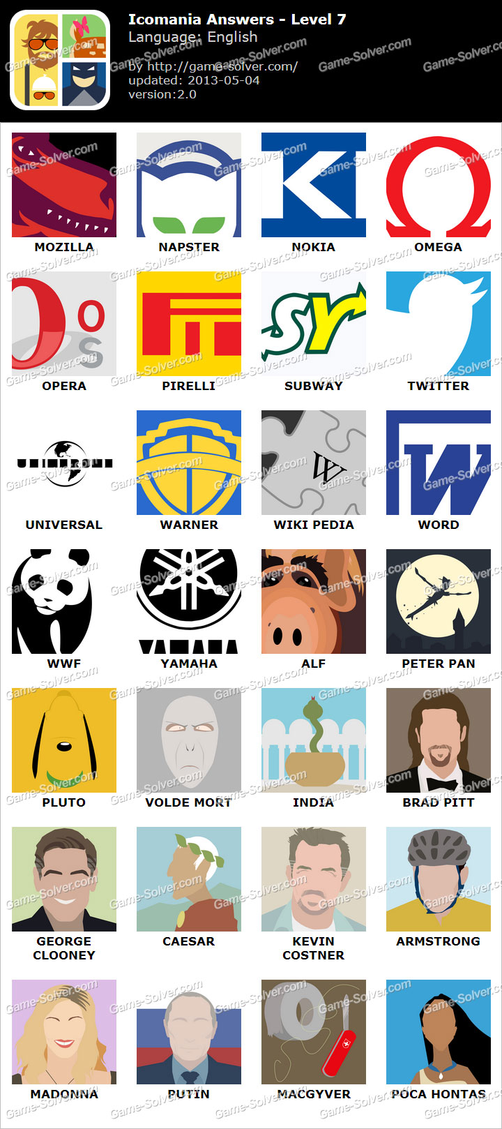 Icomania Answers Level 7 • Game Solver