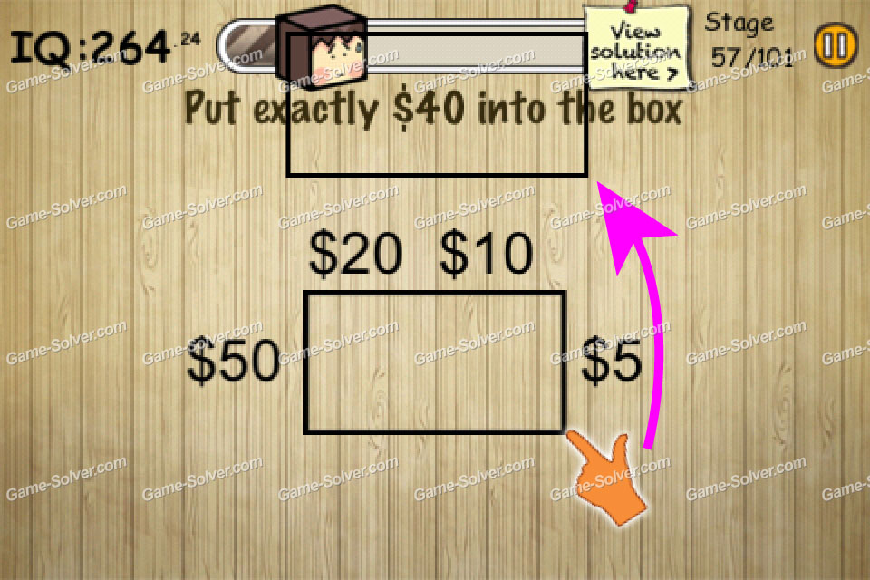 Stupidness 3 Stage 57 Put exactly $40 into the box. • Game Solver