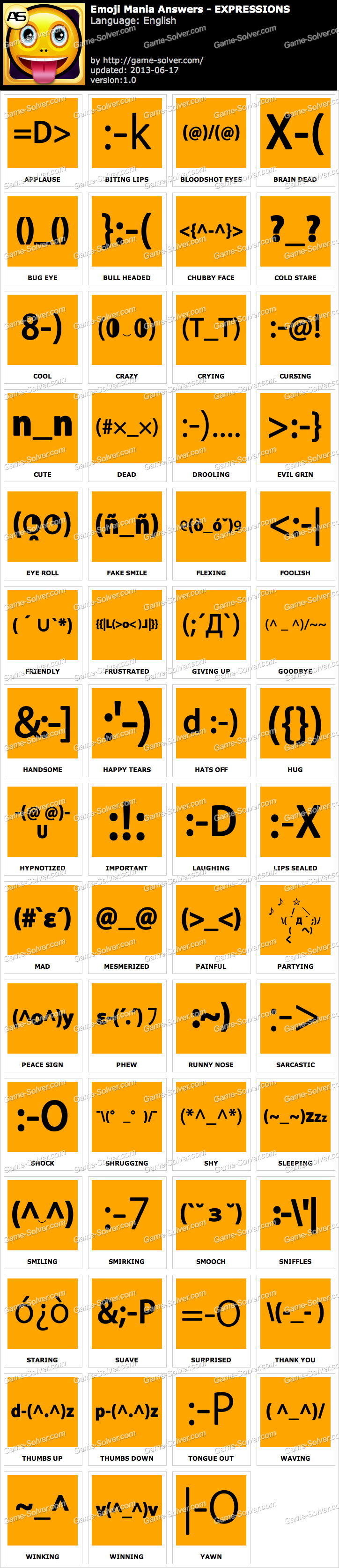 Emoji Mania Expressions Answers • Game Solver
