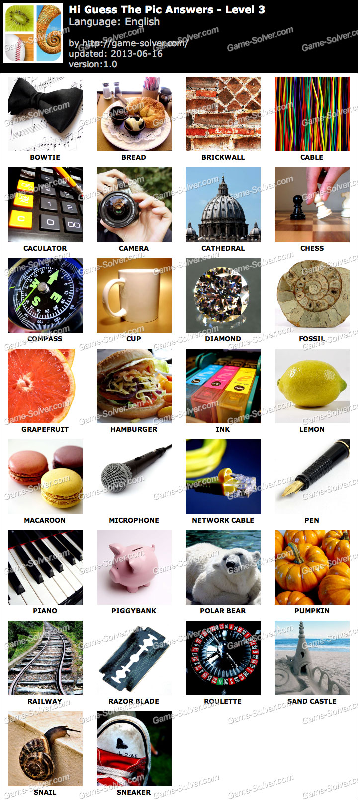 Hi Guess the Pic Level 3 • Game Solver