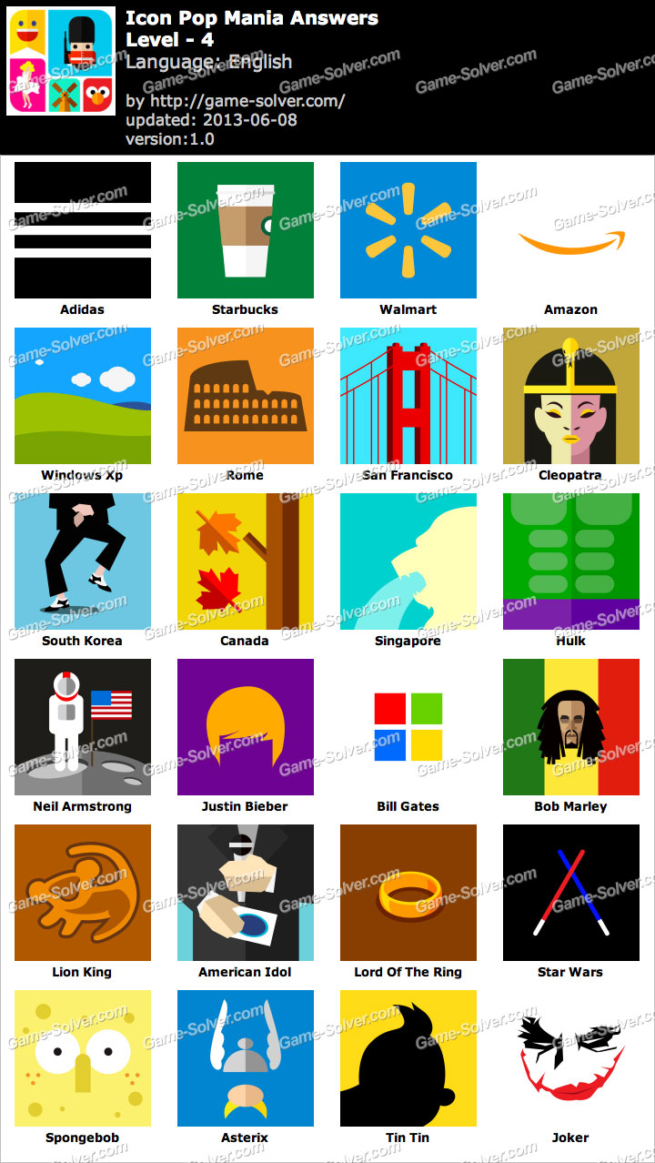 Icon Pop Mania Level 4 • Game Solver