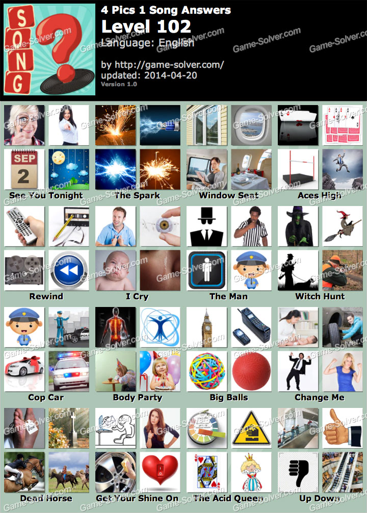 4 Pics 1 Song Level 102 • Game Solver