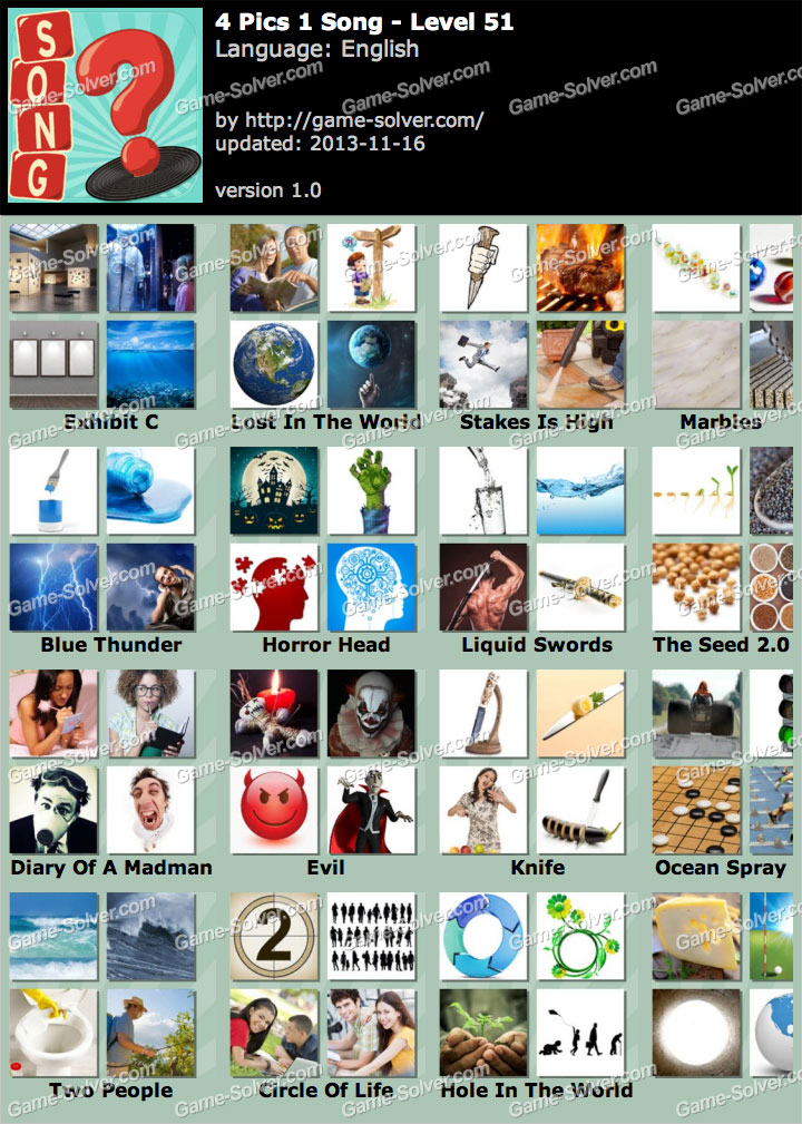 4 Pics 1 Song Level 51 • Game Solver