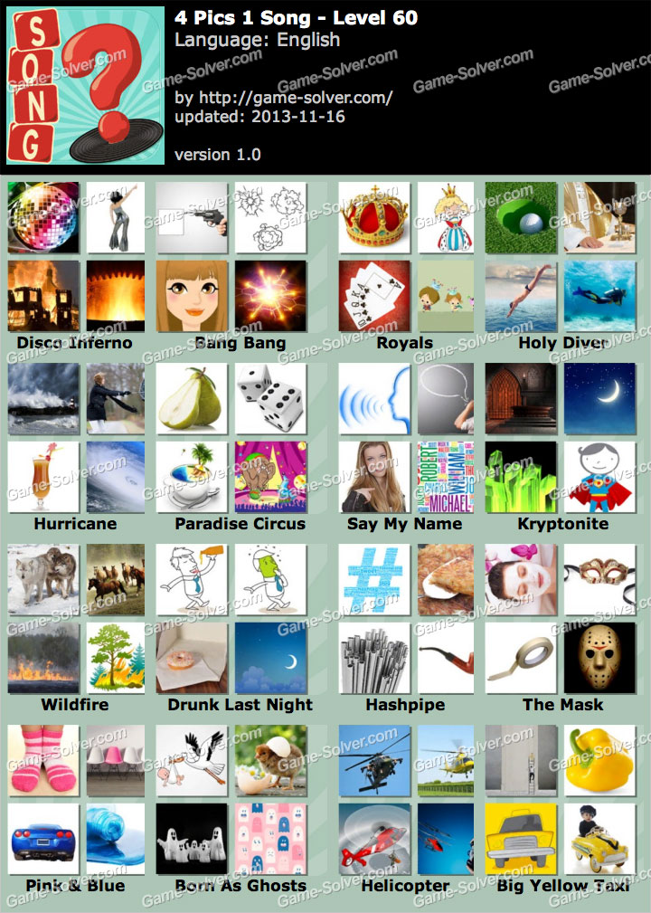 4 Pics 1 Song Level 60 • Game Solver