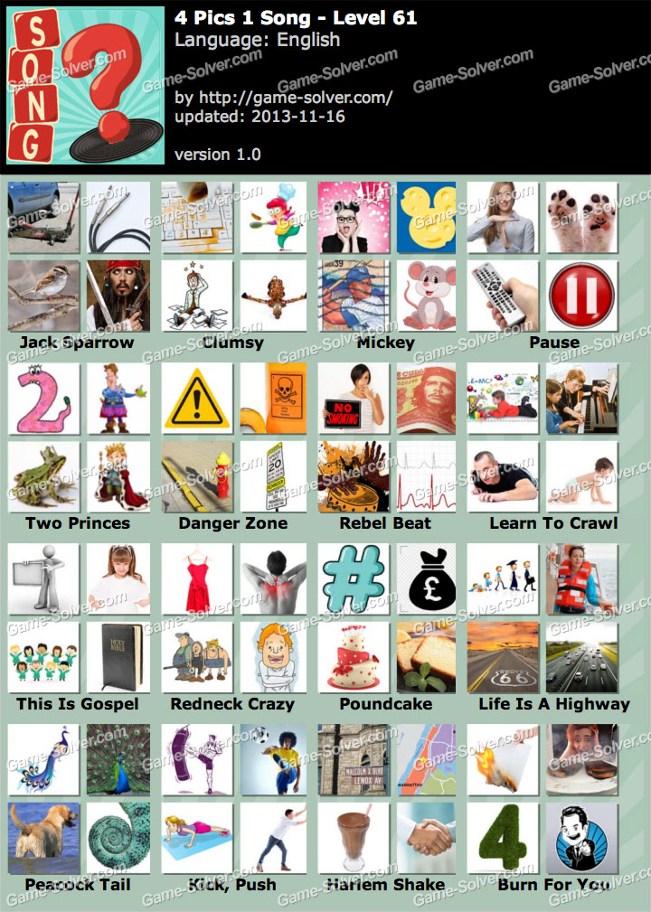 4 Pics 1 Song Level 61 • Game Solver