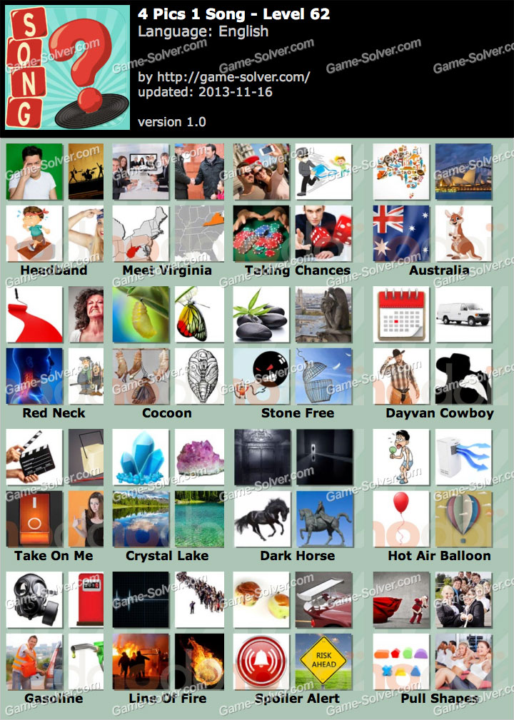 4 Pics 1 Song Level 62 • Game Solver