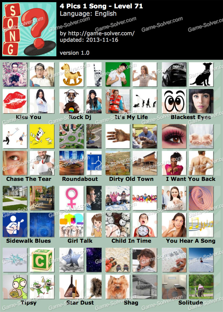 4 Pics 1 Song Level 71 • Game Solver