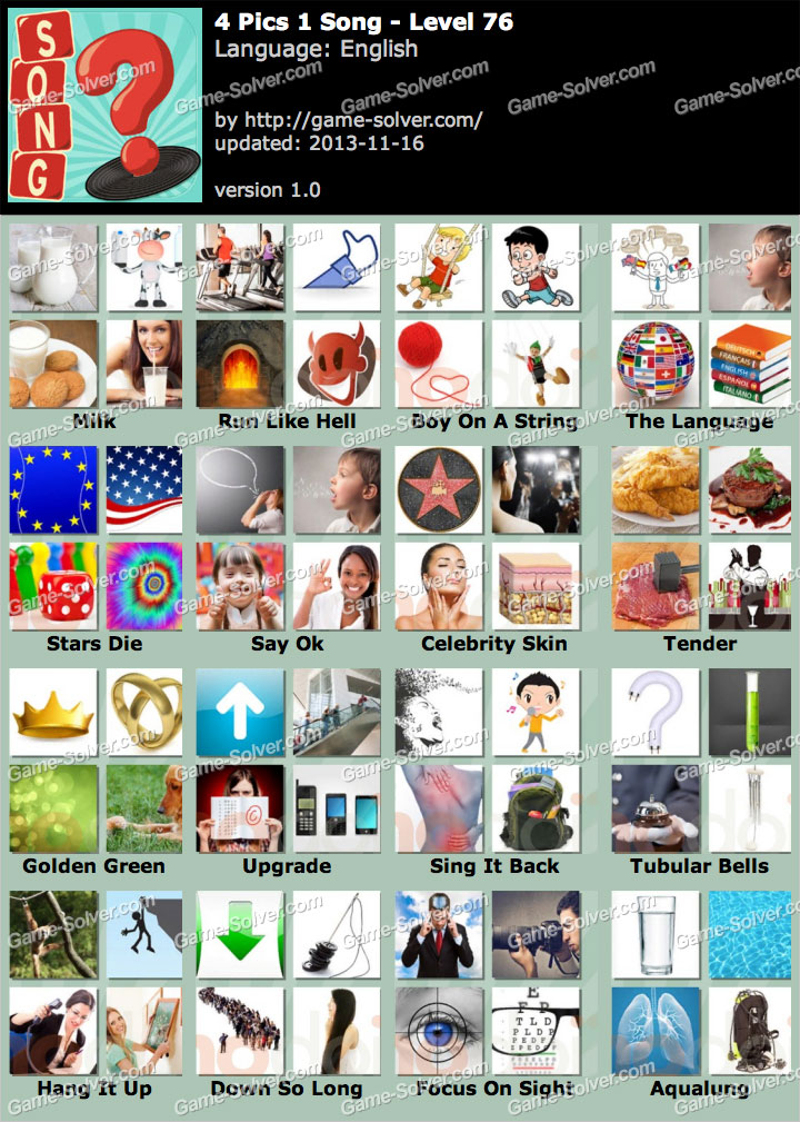 4 Pics 1 Song Level 76 • Game Solver