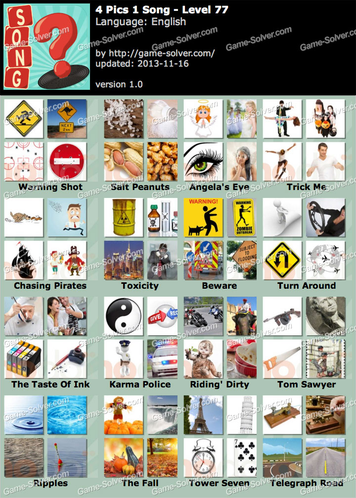 4 Pics 1 Song Level 77 • Game Solver