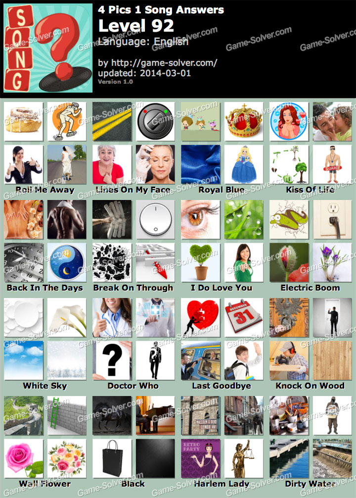 4 Pics 1 Song Level 92 • Game Solver