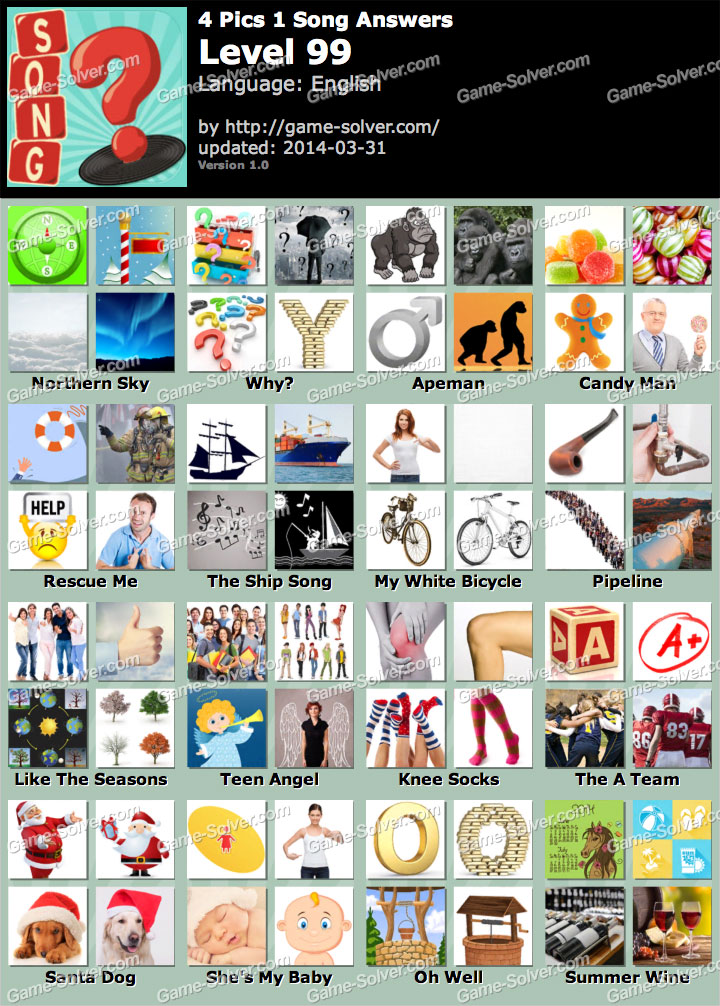 4 Pics 1 Song Level 99 • Game Solver