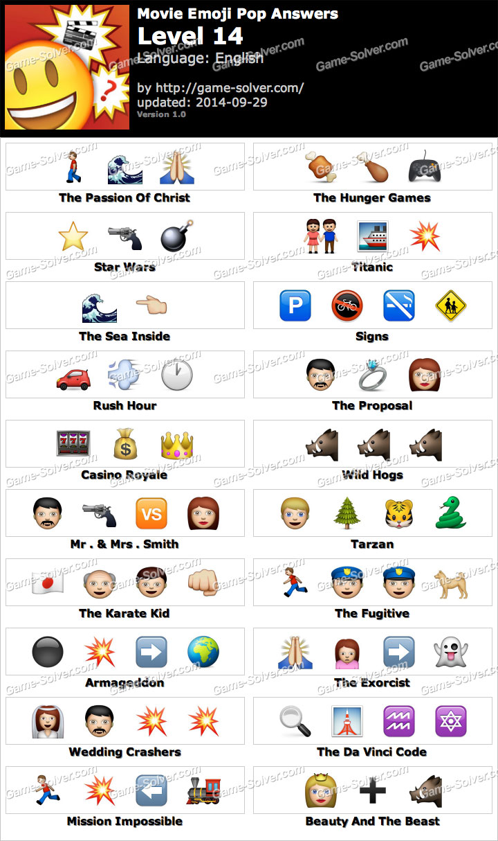Movie Emoji Pop Level 14 Game Solver