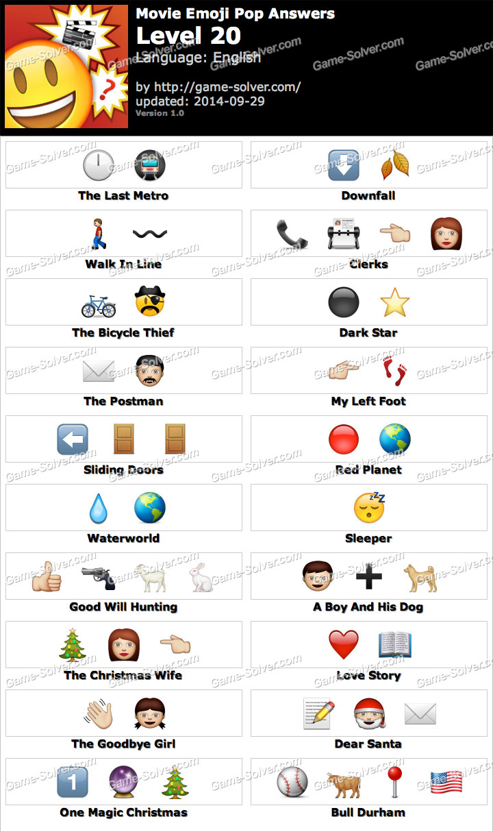 Movie Emoji Pop Level 20 Game Solver