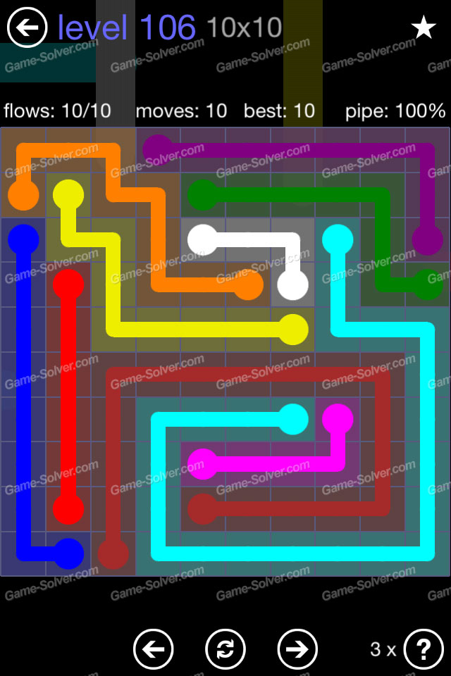 Flow 10x10 Mania Level 106 • Game Solver