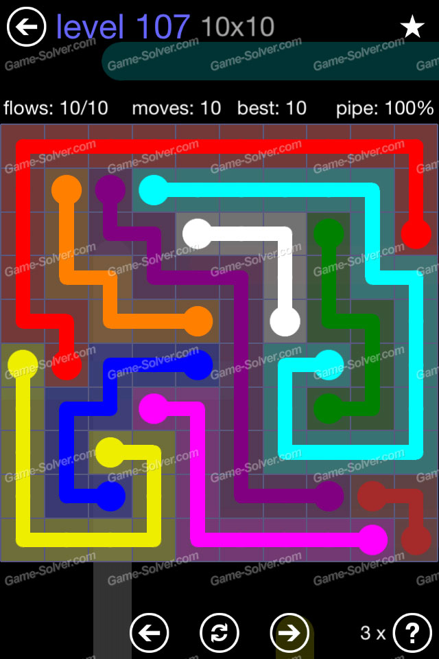 Flow 10x10 Mania Level 107 • Game Solver