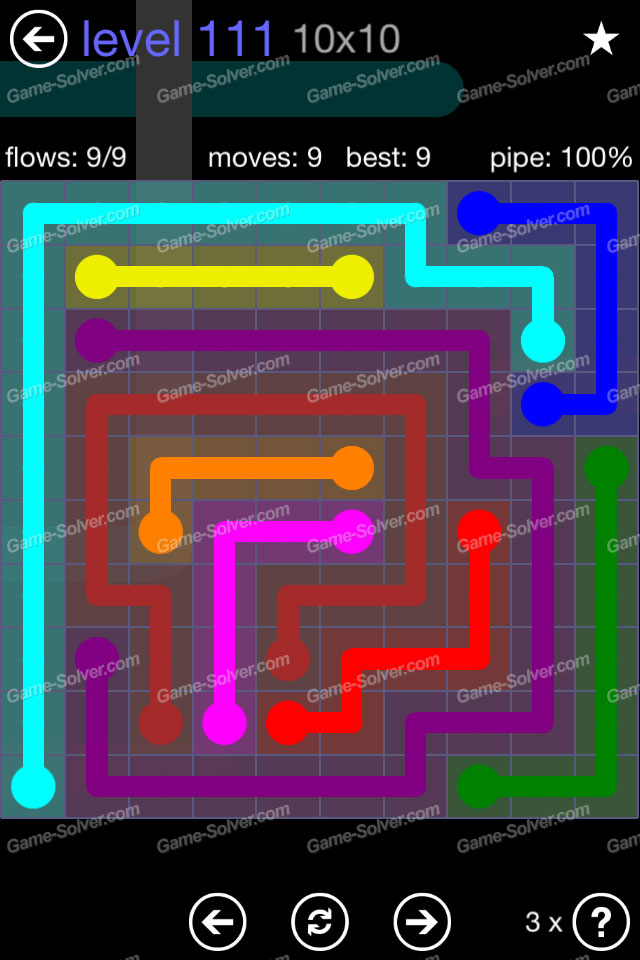 Flow 10x10 Mania Level 111 • Game Solver