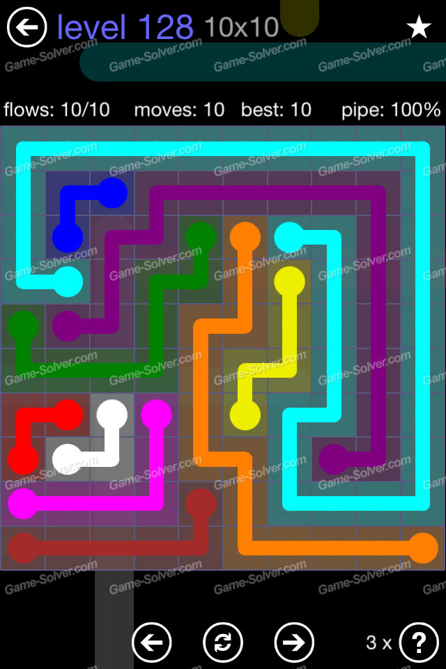 Flow 10x10 Mania Level 128 • Game Solver