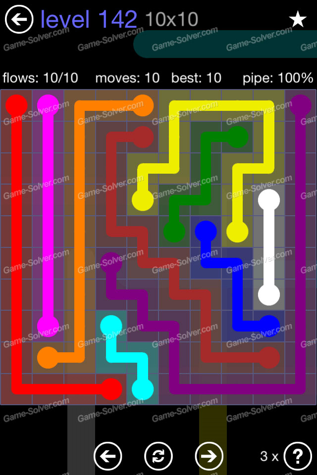 Flow 10x10 Mania Level 142 • Game Solver