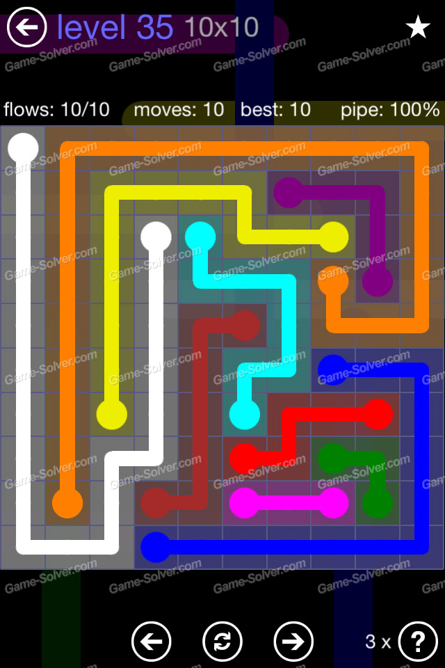Flow 10x10 Mania Level 35 • Game Solver