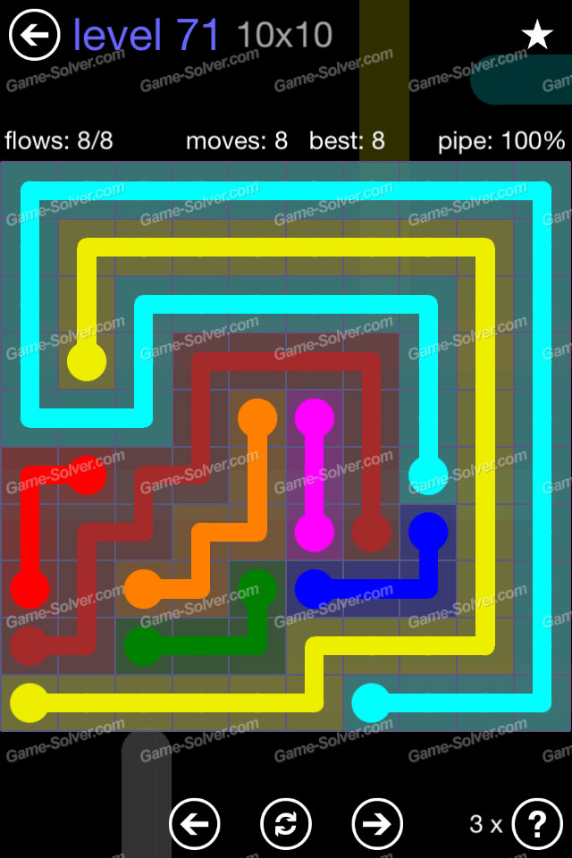 Flow 10x10 Mania Level 71 • Game Solver