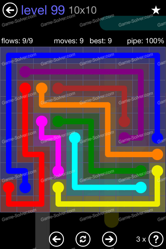 Flow 10x10 Mania Level 99 • Game Solver