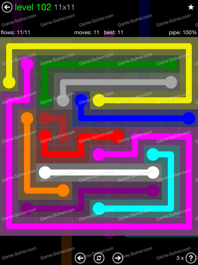 Flow 11x11 Mania Level 103 • Game Solver