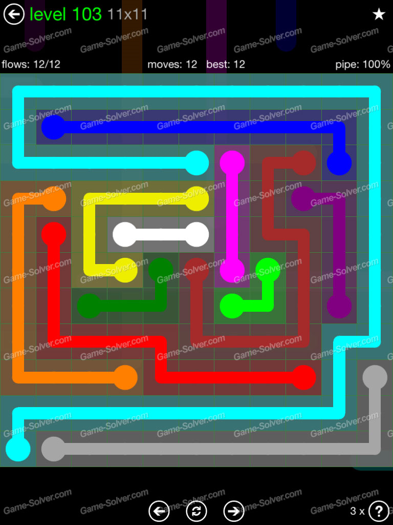 Flow 11x11 Mania Level 104 • Game Solver