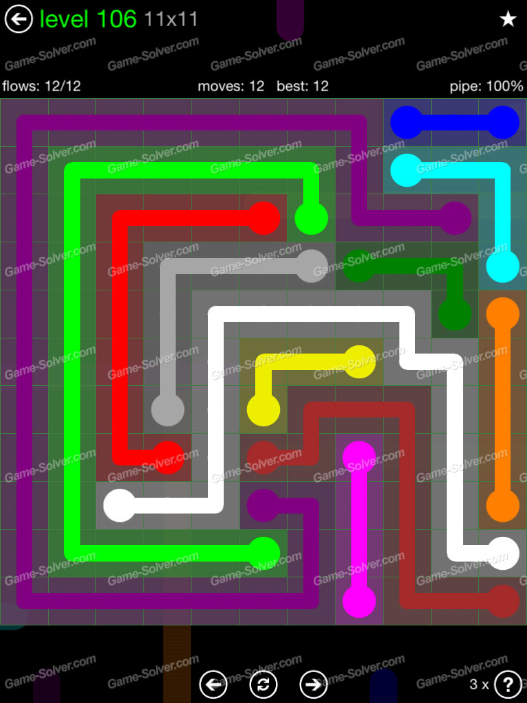 Flow 11x11 Mania Level 107 • Game Solver