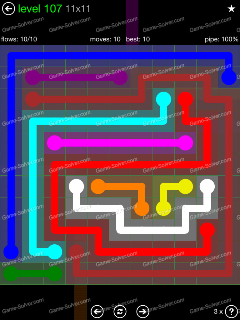 Flow 11x11 Mania Level 108 • Game Solver