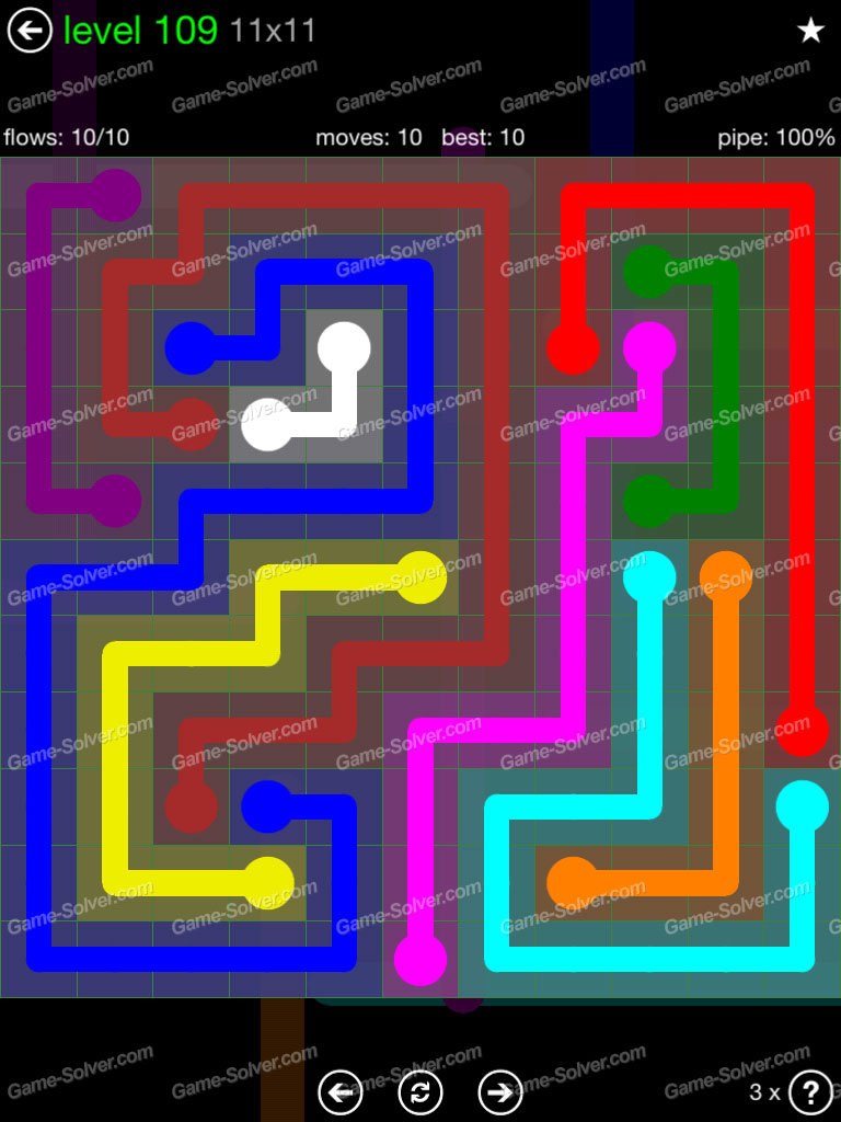 Flow 11x11 Mania Level 110 • Game Solver