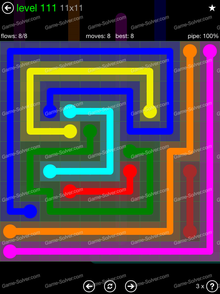 Flow 11x11 Mania Level 112 • Game Solver
