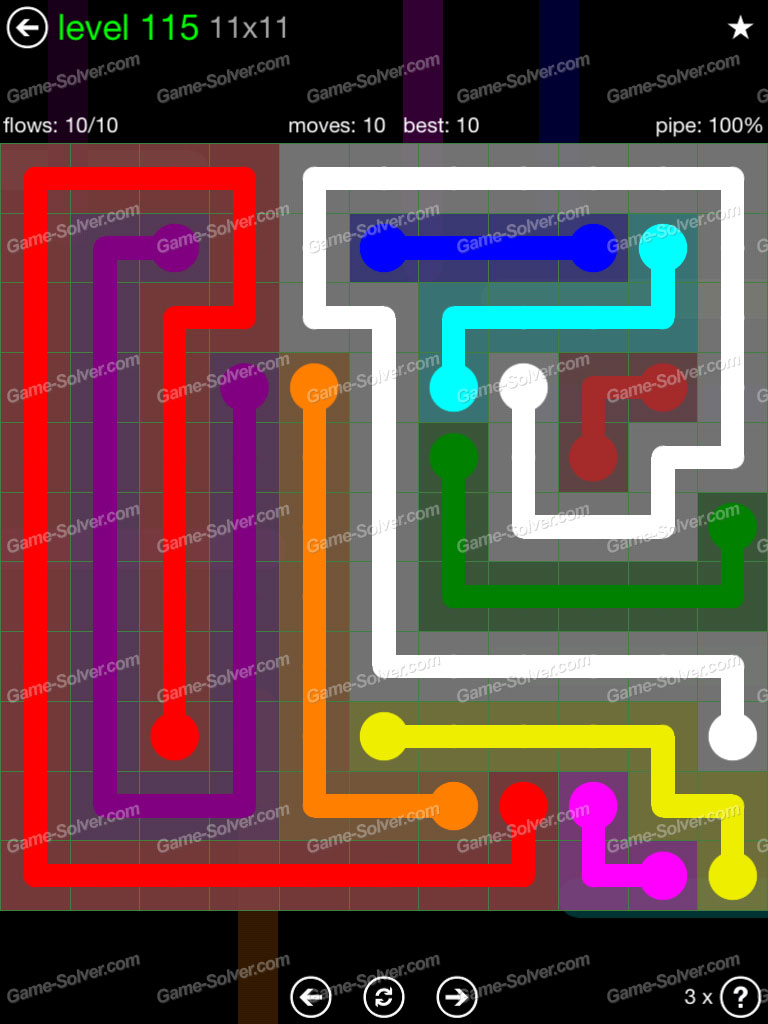 Flow 11x11 Mania Level 116 • Game Solver