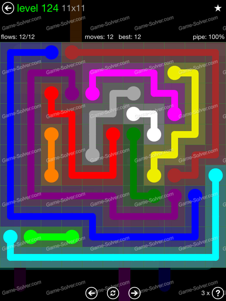 Flow 11x11 Mania Level 125 • Game Solver