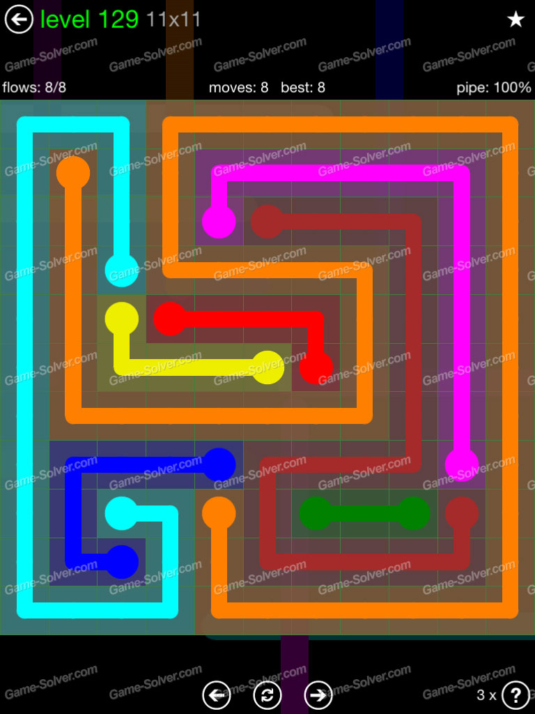 Flow 11x11 Mania Level 130 • Game Solver