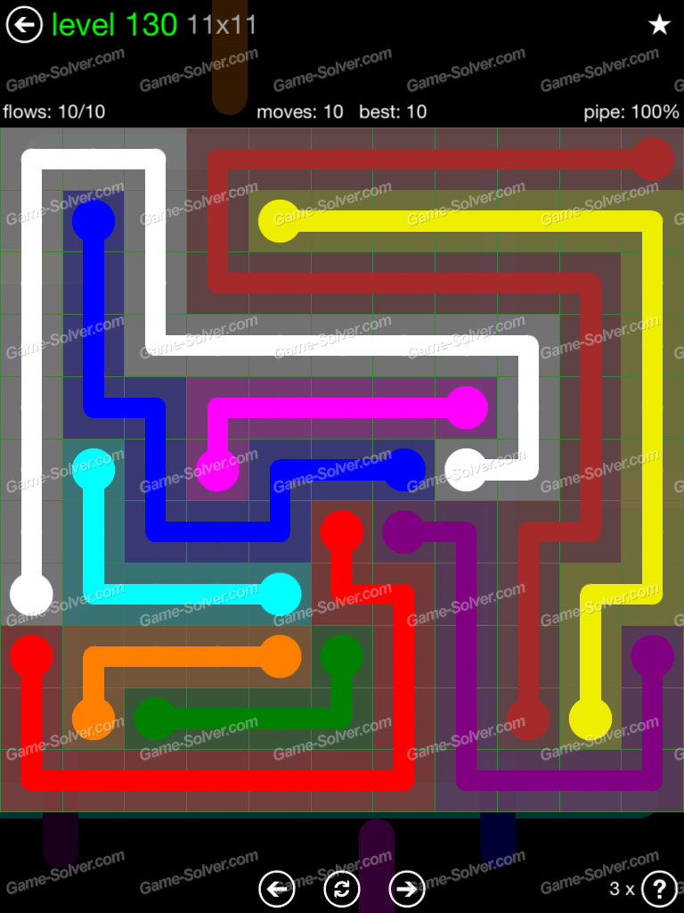 Flow 11x11 Mania Level 131 • Game Solver