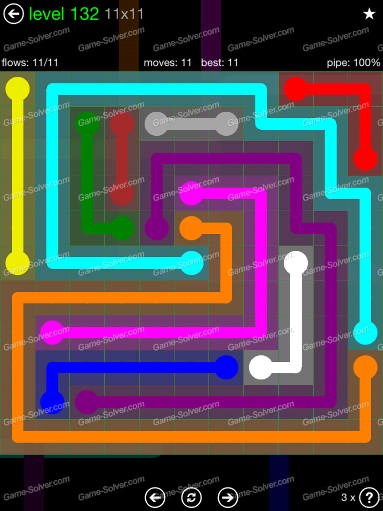 Flow 11x11 Mania Level 133 • Game Solver