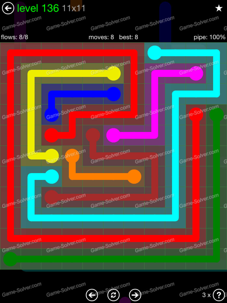 Flow 11x11 Mania Level 137 • Game Solver